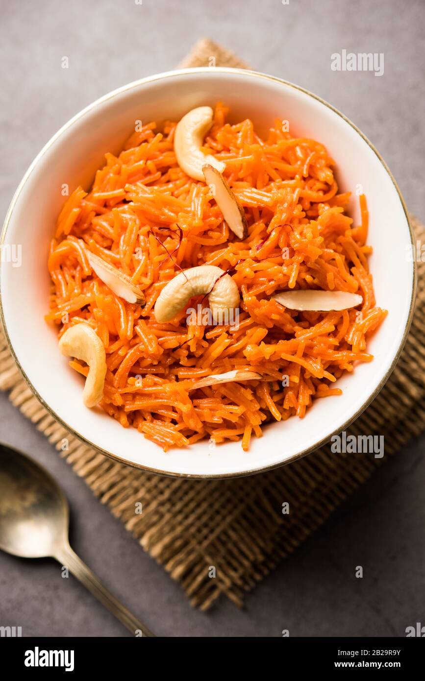 Vermicelli / Semiya Kesari is a popular indian sweet served in a bowl ...