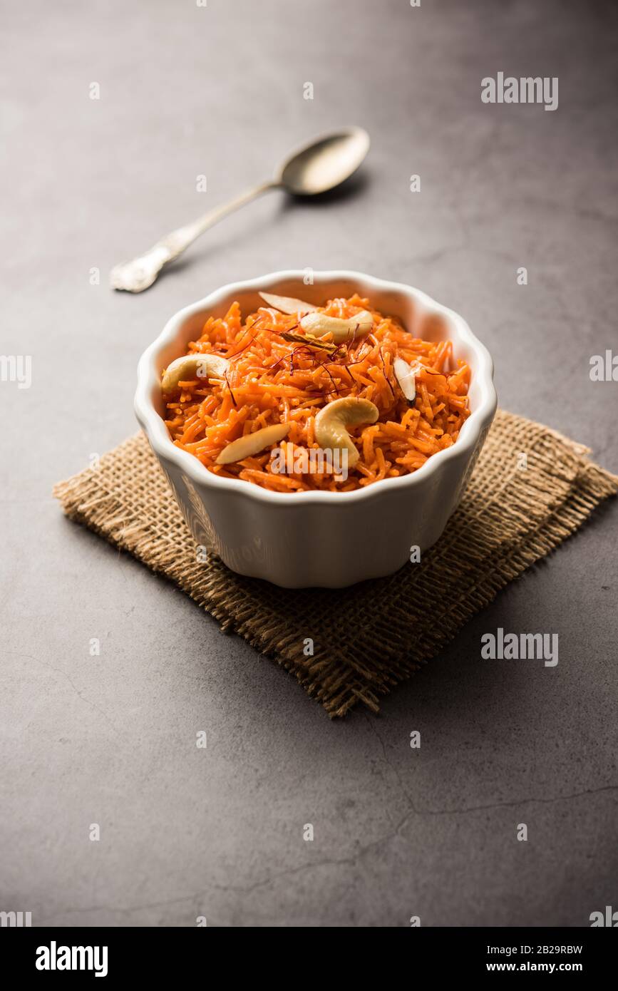 Vermicelli / Semiya Kesari is a popular indian sweet served in a bowl ...