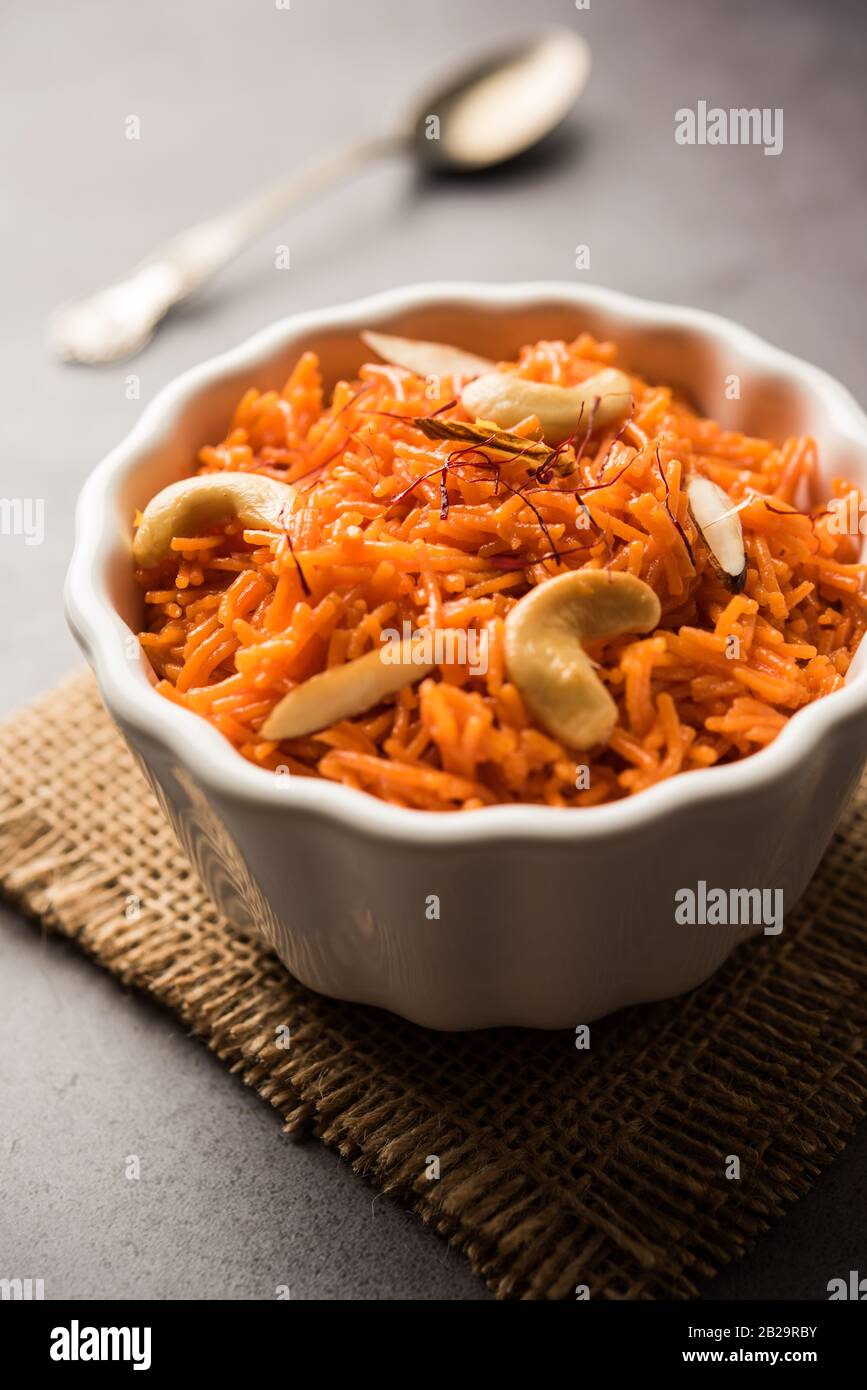 Vermicelli / Semiya Kesari is a popular indian sweet served in a bowl ...