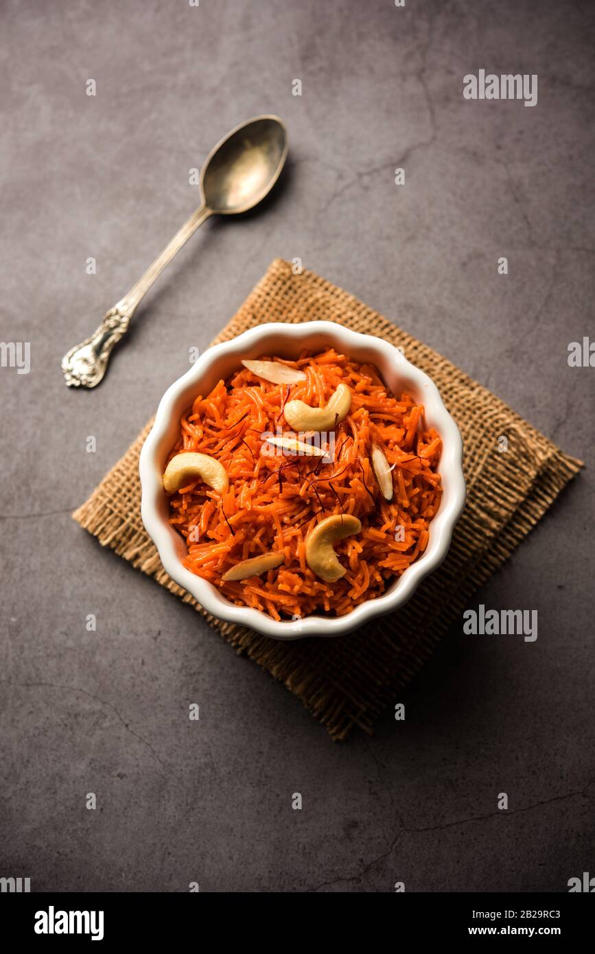 Vermicelli / Semiya Kesari is a popular indian sweet served in a bowl ...