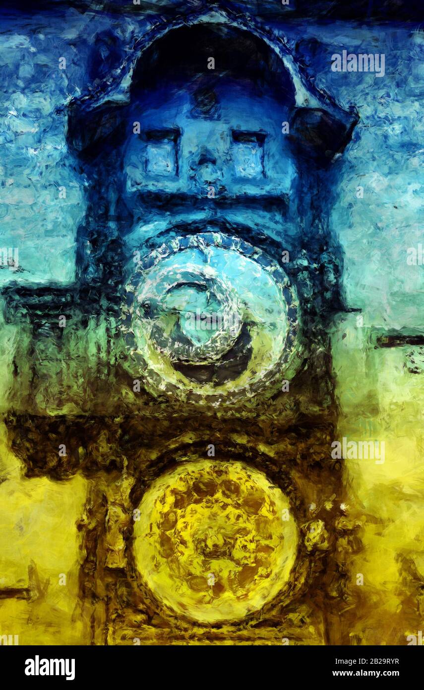 Prague astronomical clock painting Stock Photo - Alamy