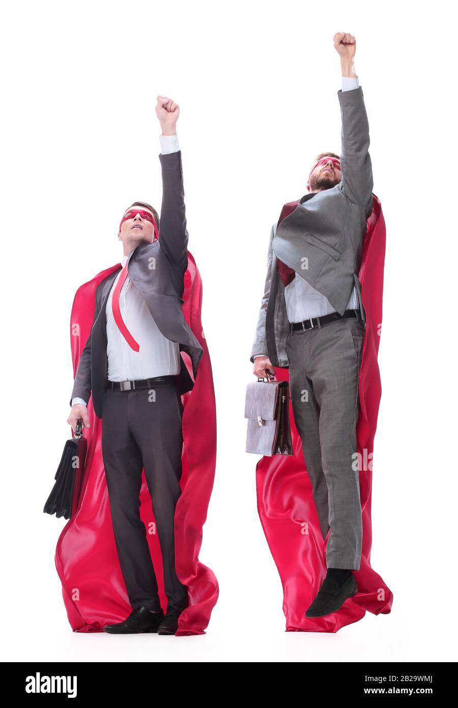 two business leaders in superhero capes starting out together Stock ...