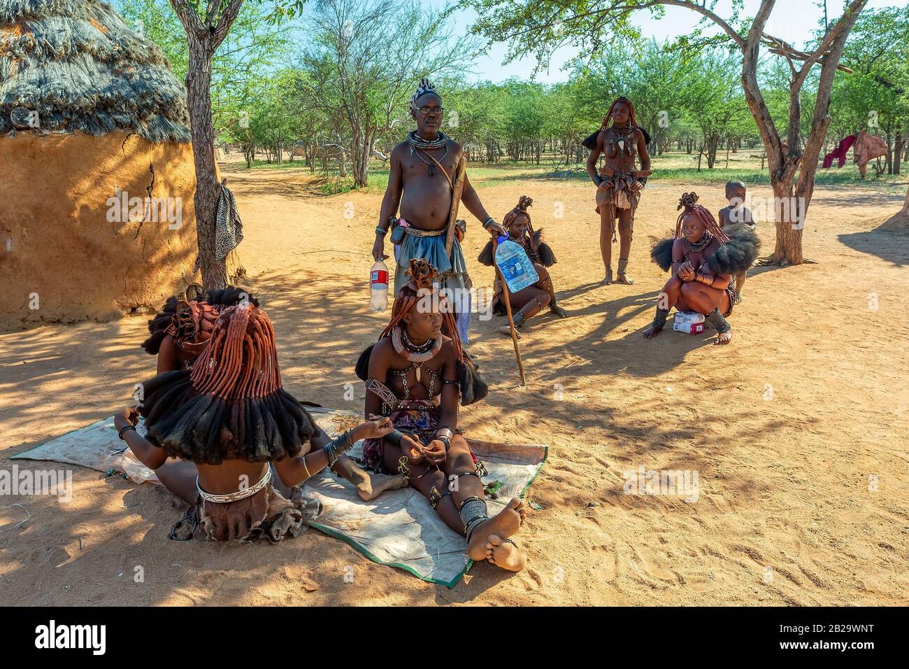 NAMIBIA, KAMANJAB, MAY 6: Himba tribe woman, family with child in the ...