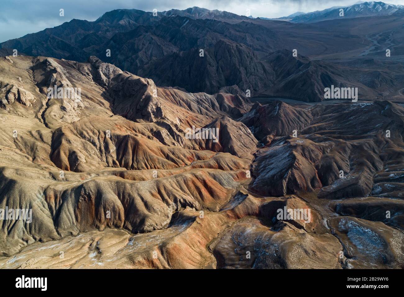 aerial view of the landscape of the surrounding area of Qilian Mountain ...