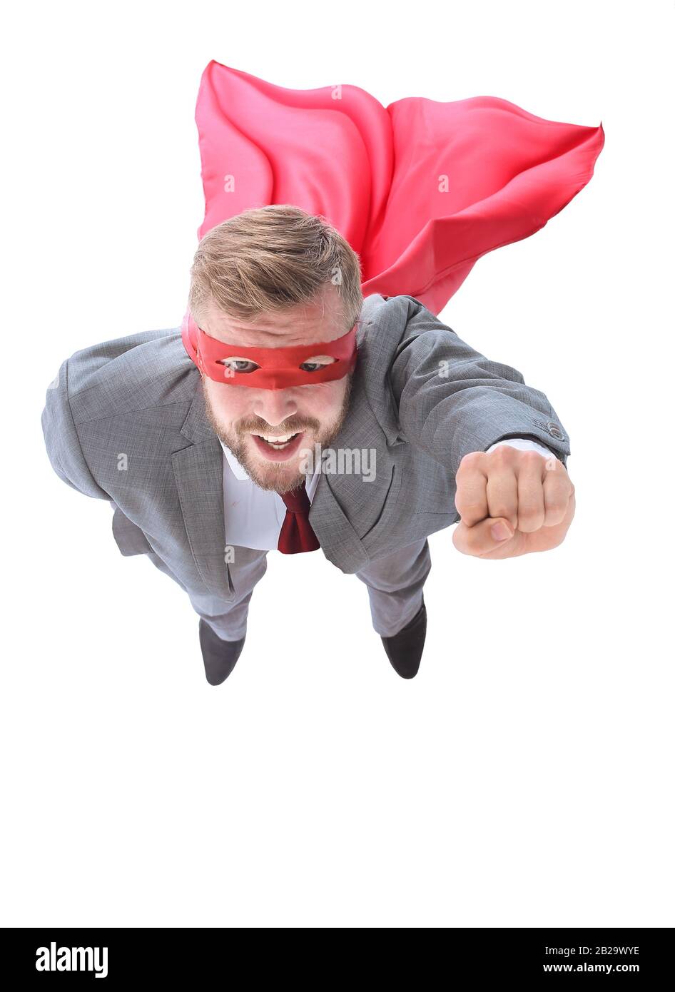 flying superhero businessman looking at the camera Stock Photo - Alamy