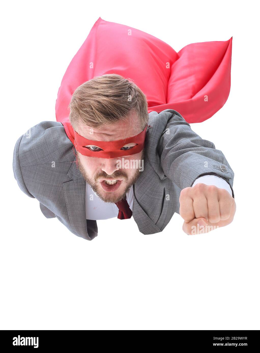 flying superhero businessman looking at the camera Stock Photo - Alamy