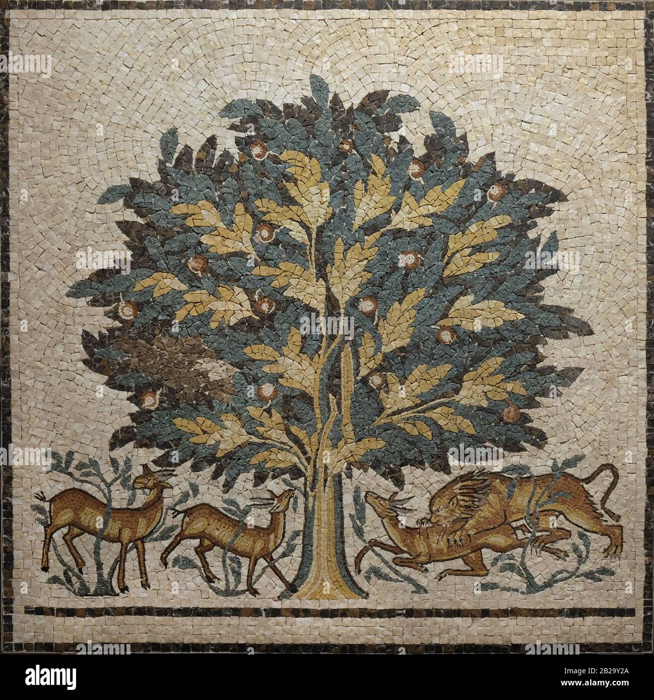 A replica of "Tree of Life" mosaic which was discovered in the bath ...