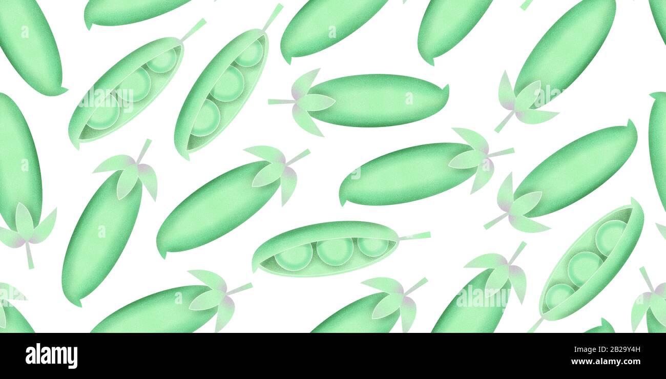 Hand drawn color peas seamless pattern. Organic fresh vegetable ...