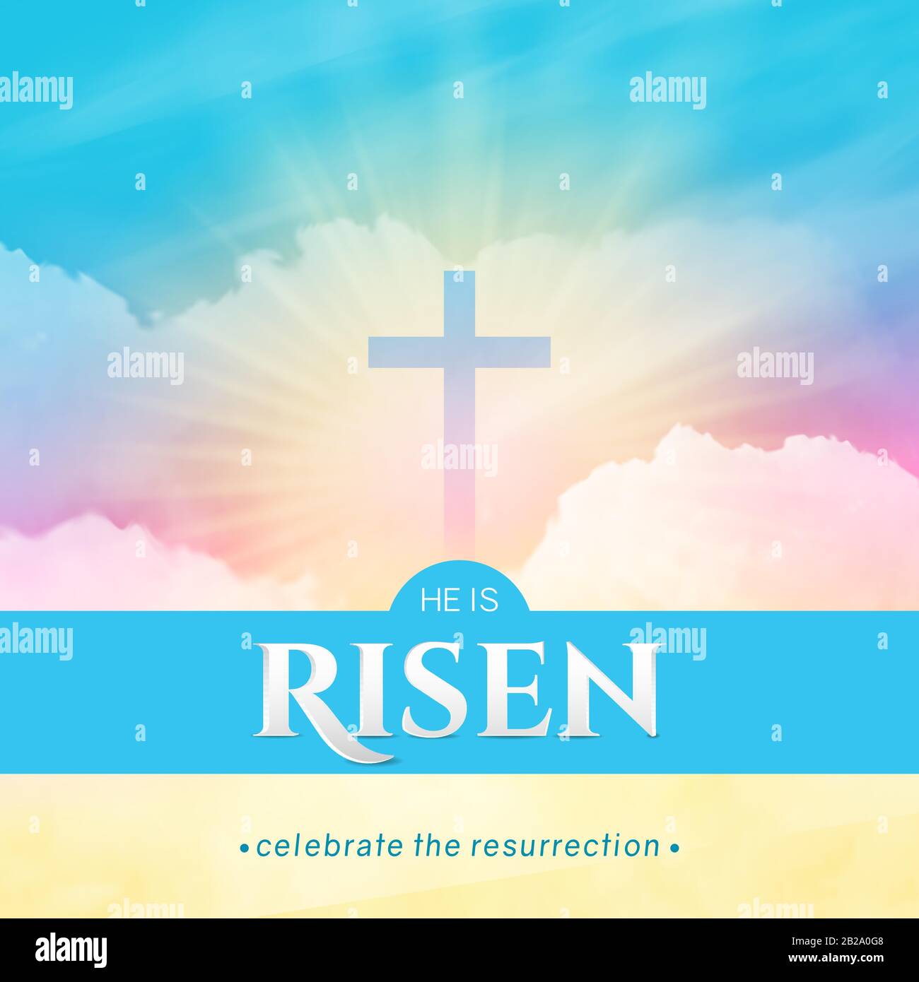 Christian religious design for Easter celebration. Square vector banner ...