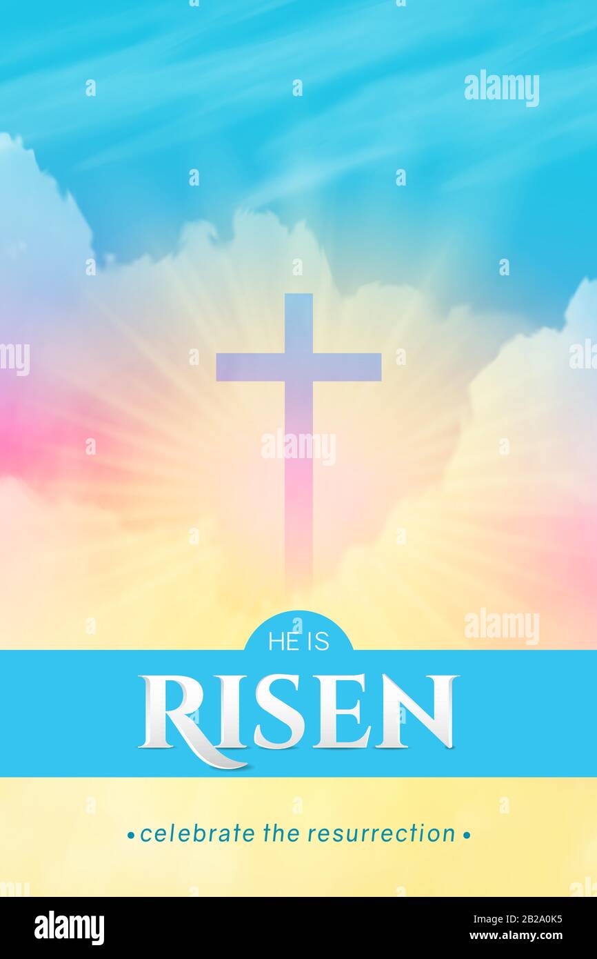 Christian religious design for Easter celebration. Rectangular vertical ...