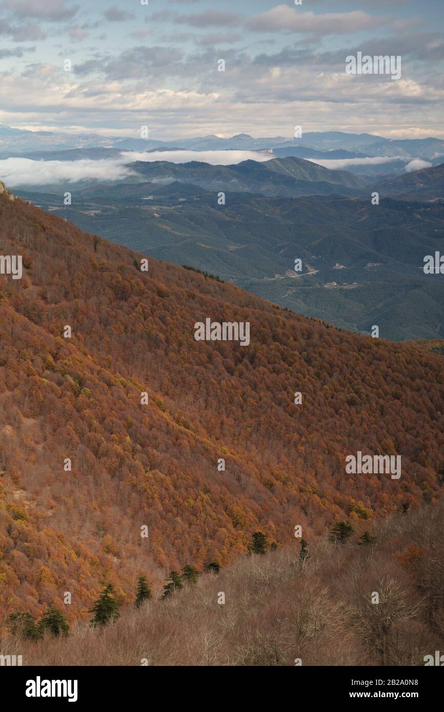 Image formed by different layers of the land, from high mountains with ...