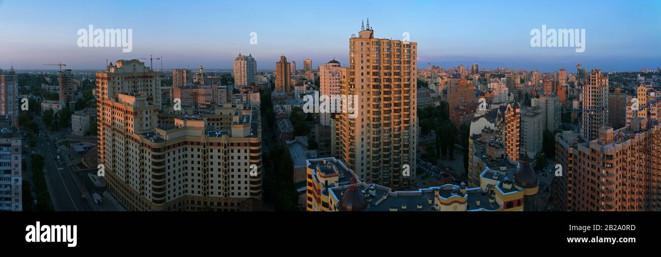 Modern Kiev (Kyiv) top view - panorama. Evening Stock Photo - Alamy