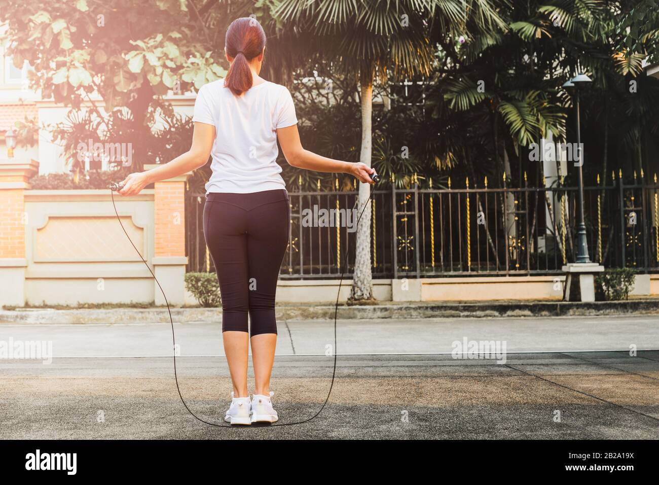 Jump rope woman home hi-res stock photography and images - Alamy
