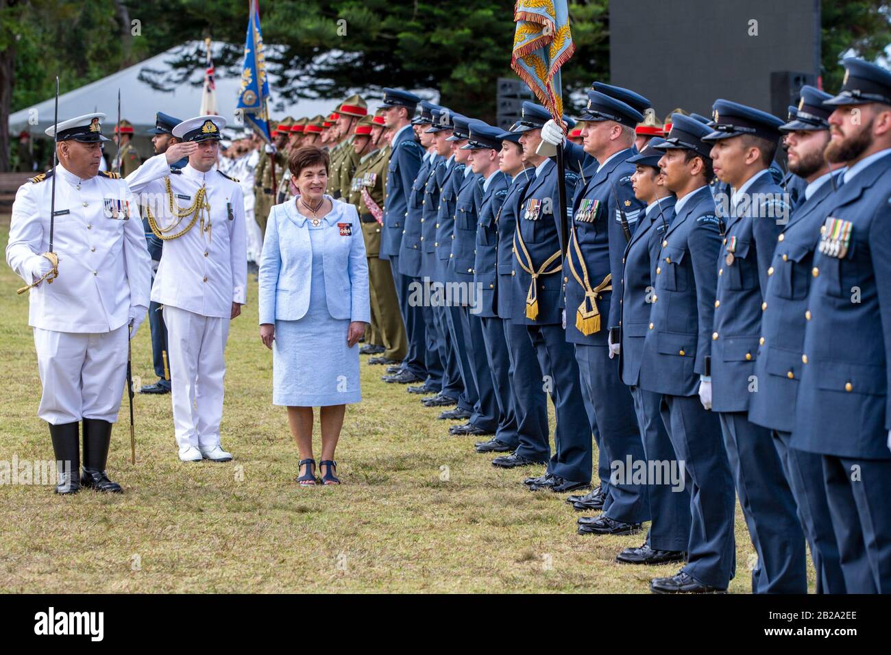 Governor General inspects parade at Navy parade prior to Waitangi Day ...