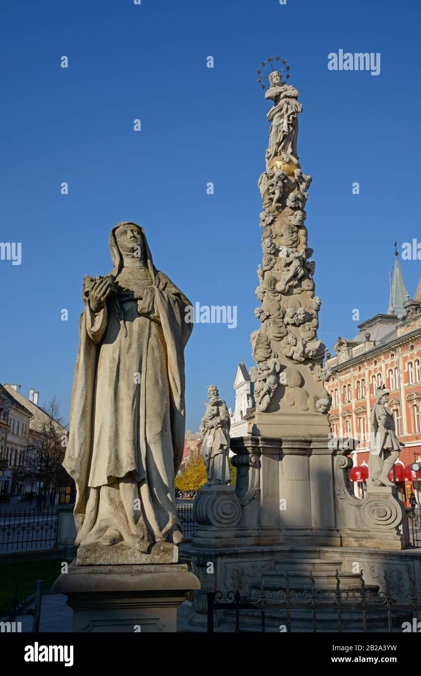 Holy Trinity column against blue sky background - Kosice, Slovakia ...