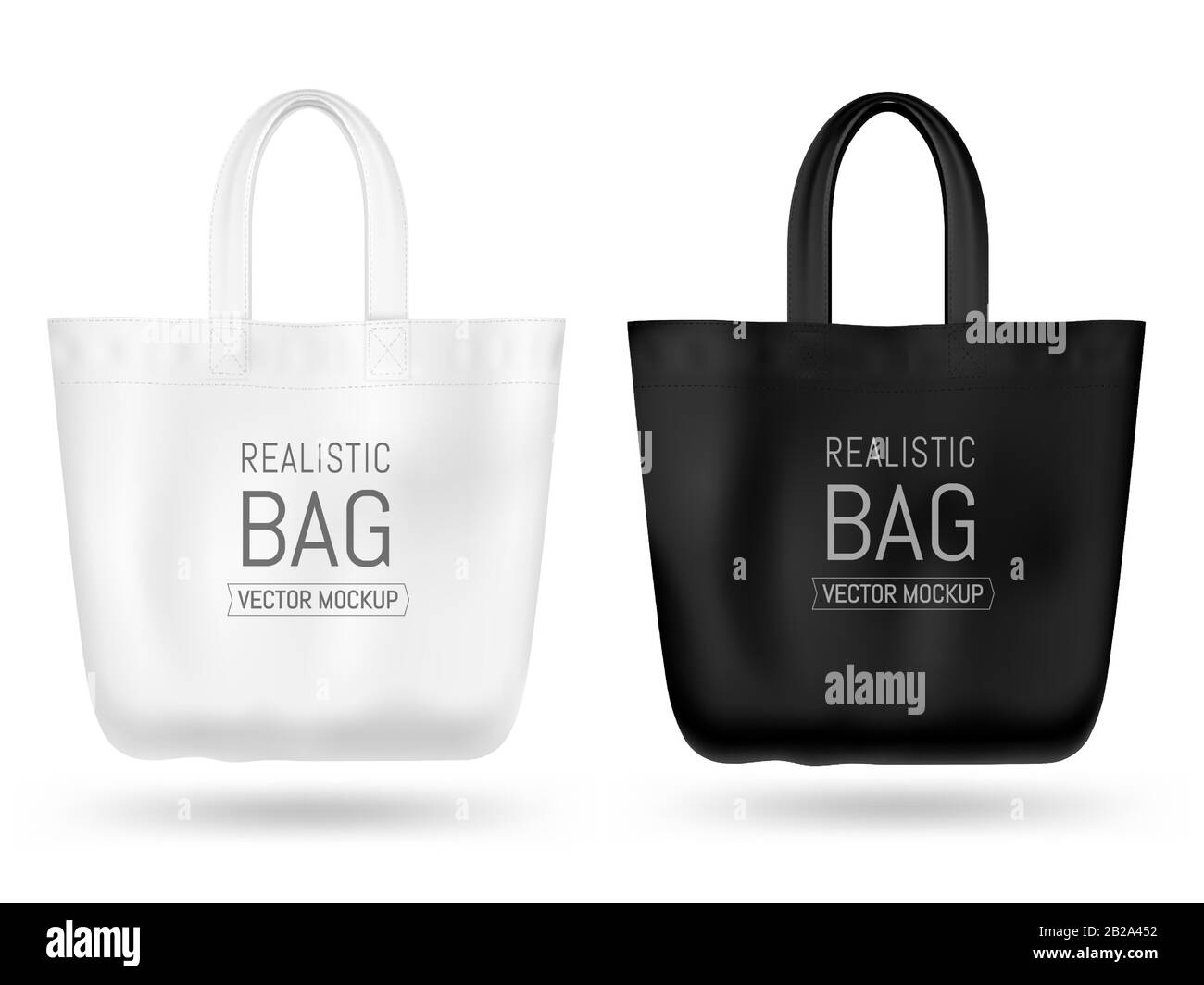 Realistic textile tote bag vector mock up. Black and white Stock Vector ...