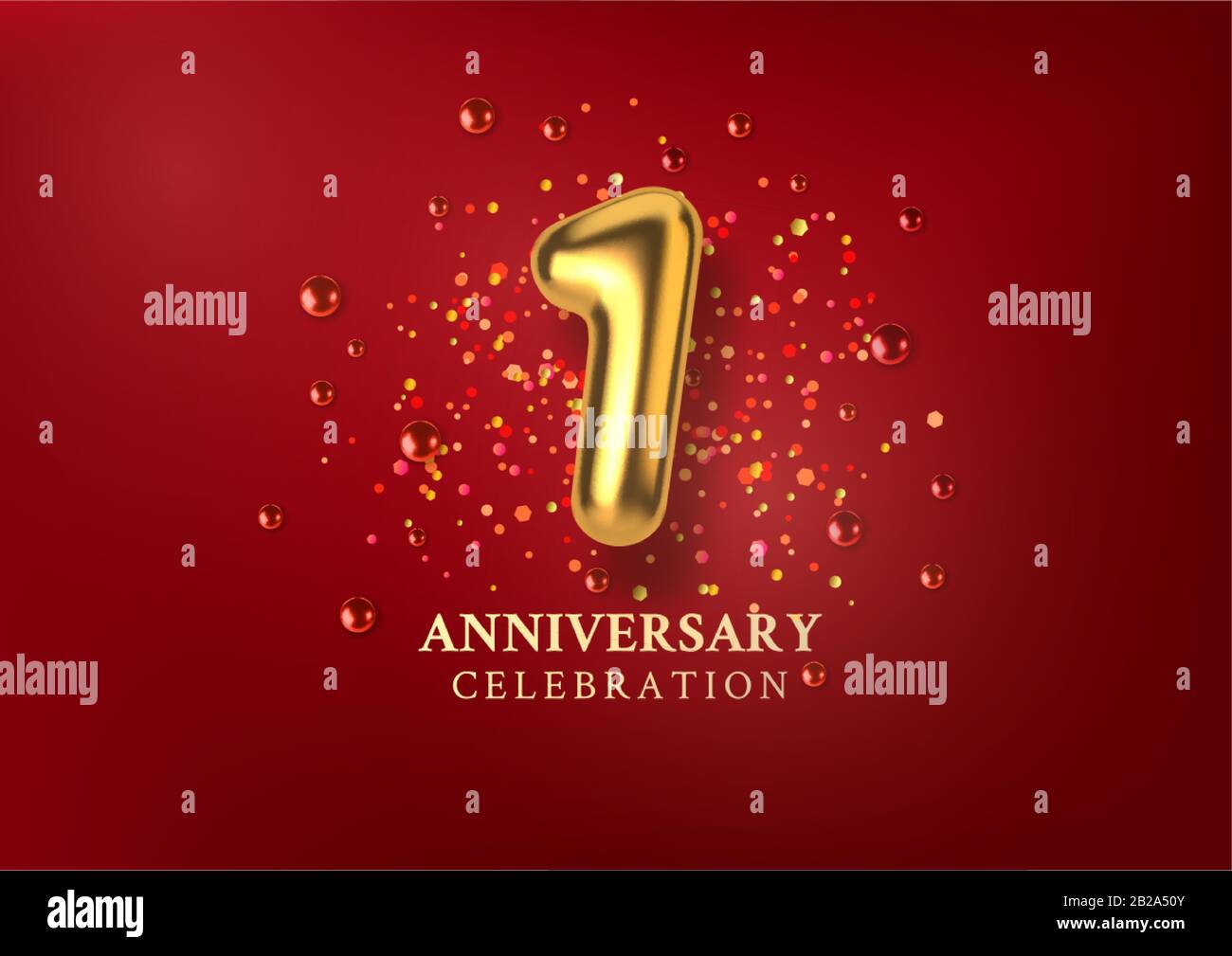 1th Anniversary celebration. Number in the form of golden balloons ...
