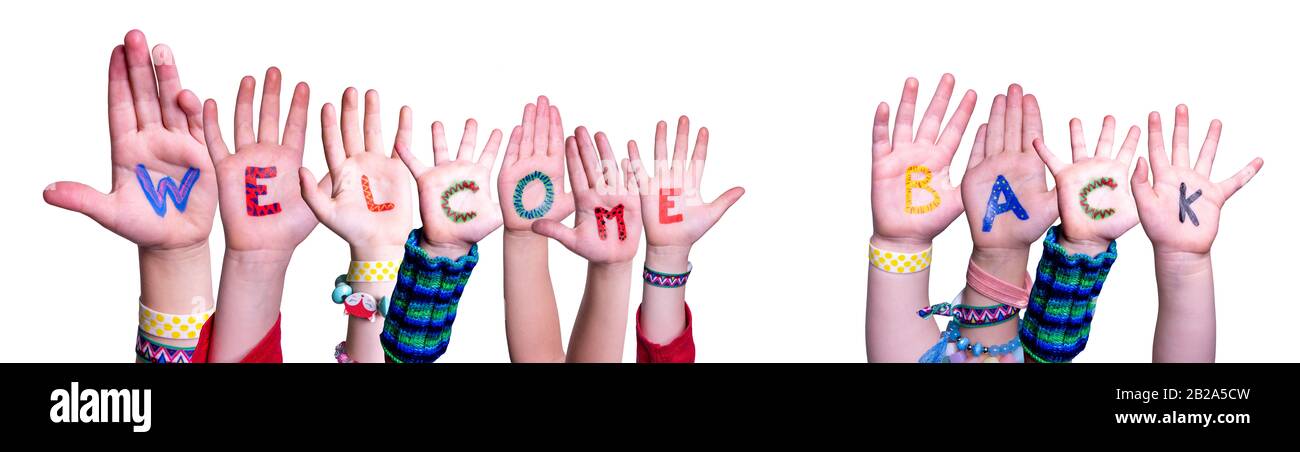 Children Hands Building Word Welcome Back, Isolated Background Stock ...