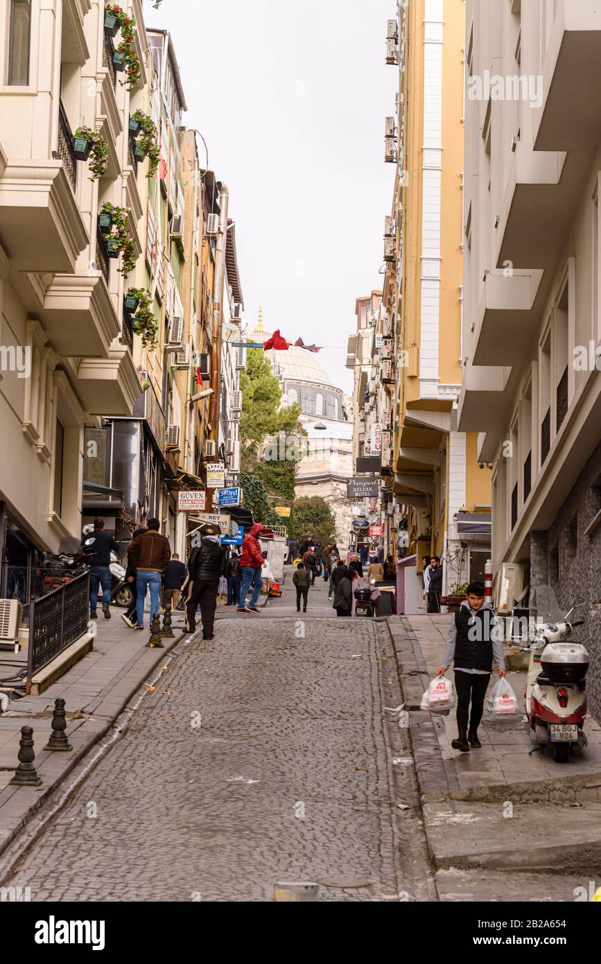 Steep street in Istanbul, Turkey Stock Photo - Alamy