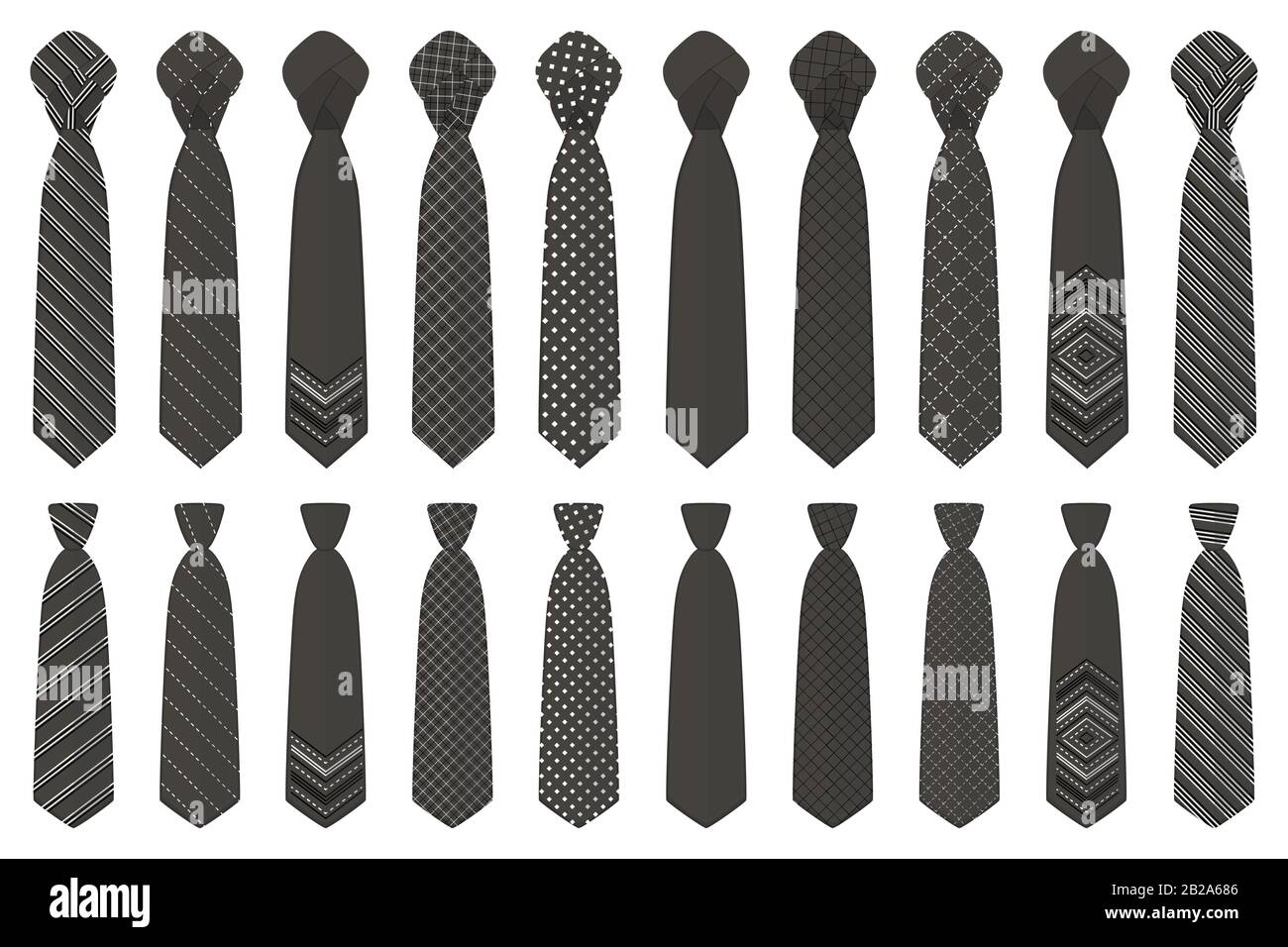 Illustration on theme big set ties different types, neckties various ...