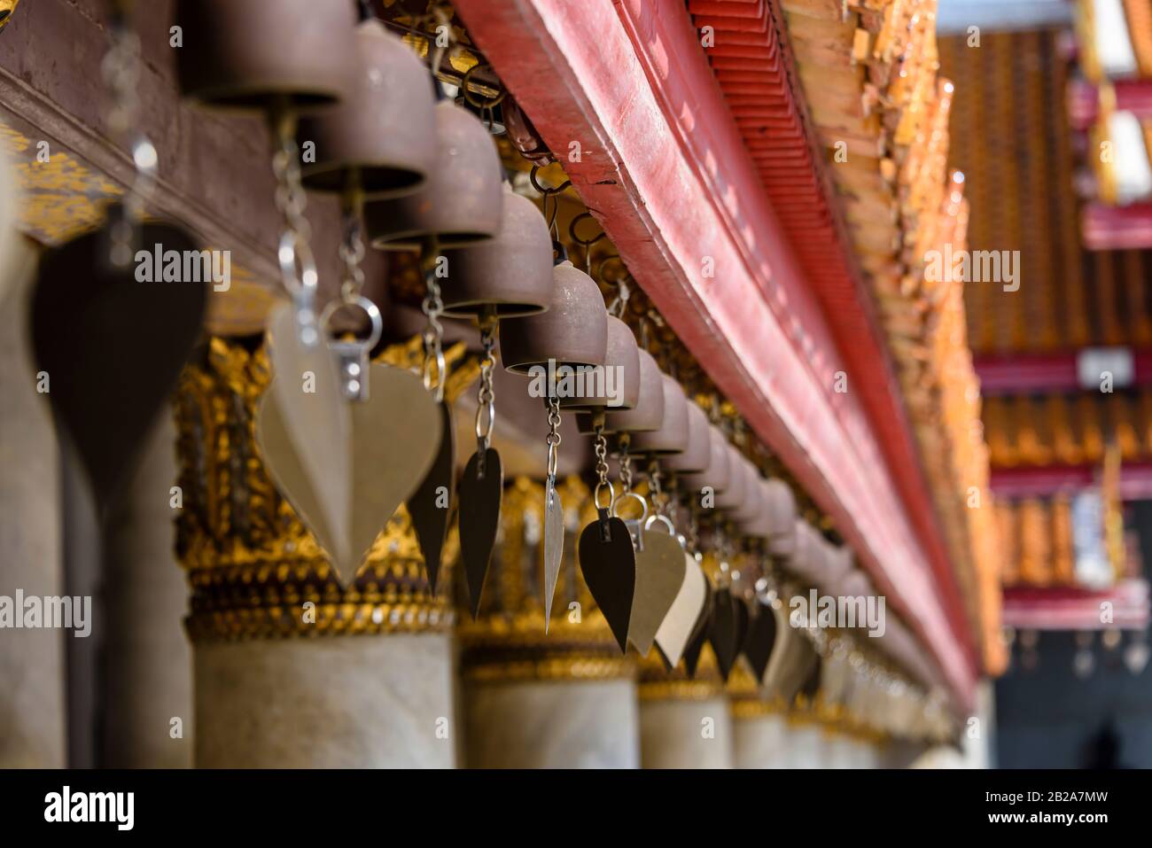 Cast iron bells wind chimes outside Wat Benchamabophit (The Marble ...