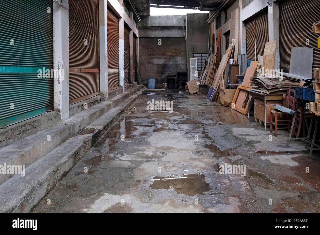 Abandoned building in the buffer zone "Green Line" in Nicosia, Cyprus ...
