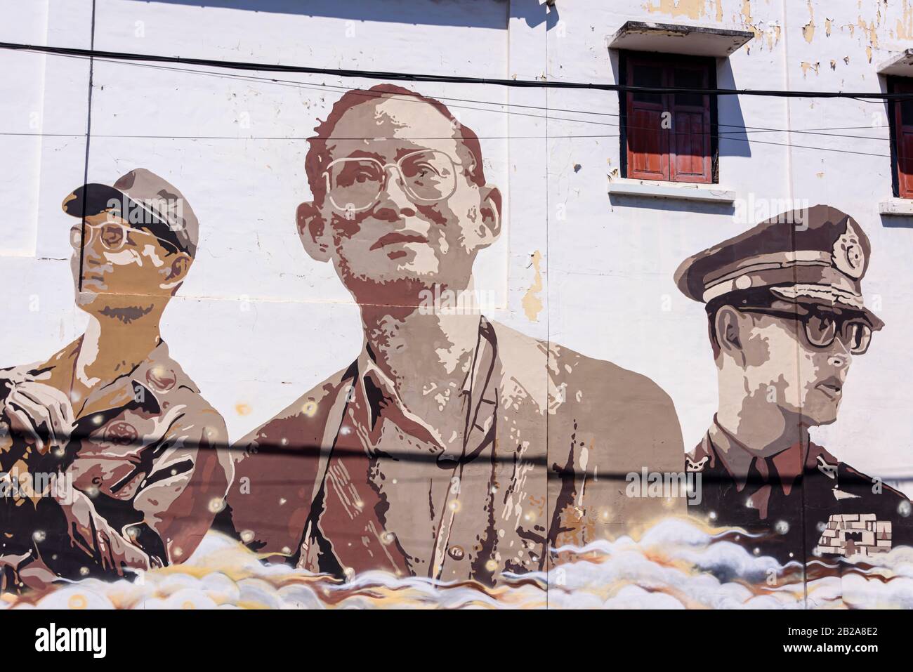 Mural of King Rama IX at the Rama IX Yaowarat Intersection, Phuket Old ...