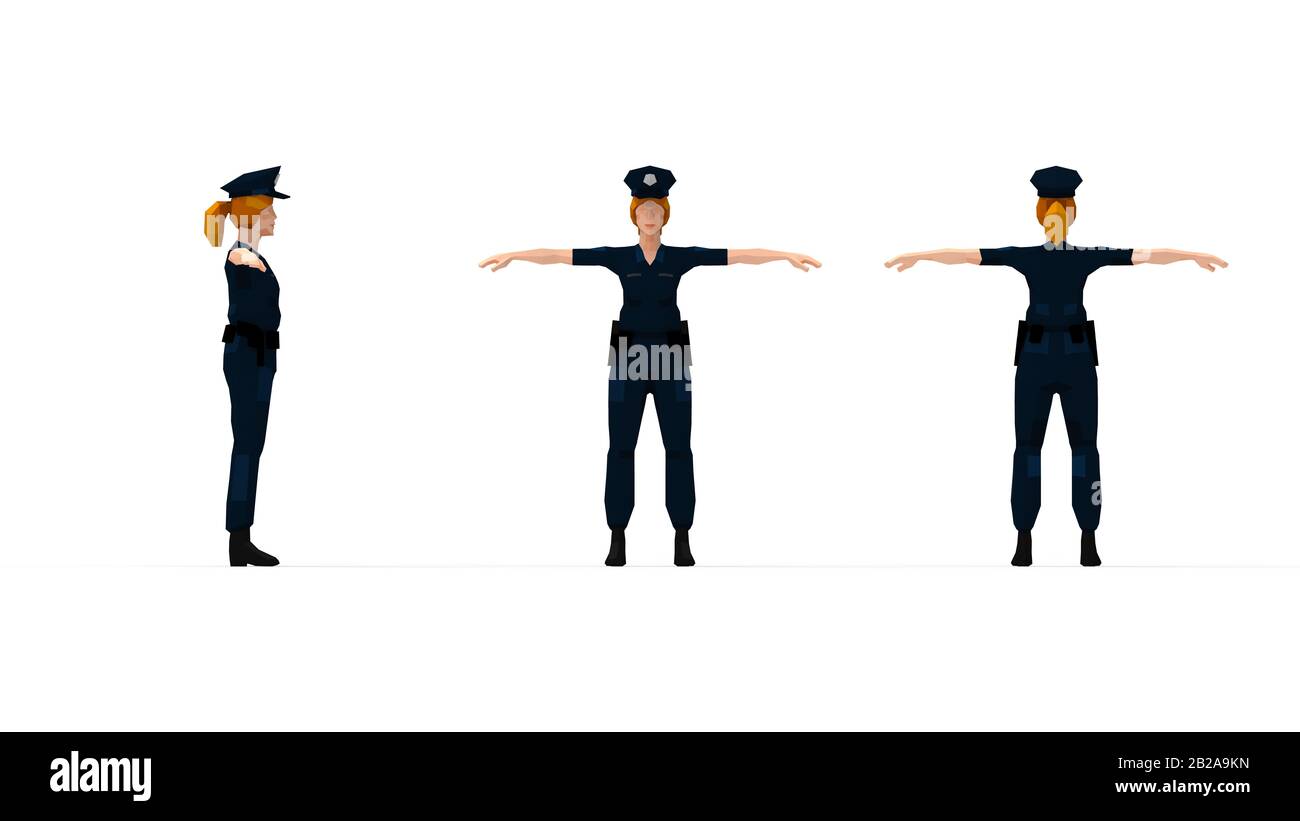3D rendering of a computer generated police officer isolated Stock ...