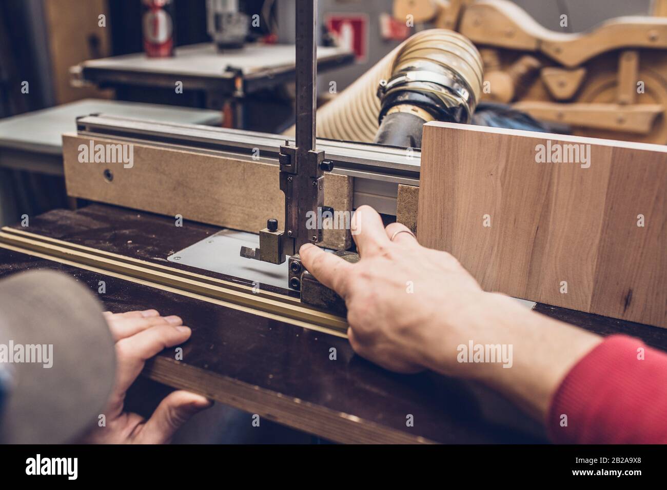 Carpentry workshop - accurate measurements and equipment setup Stock ...