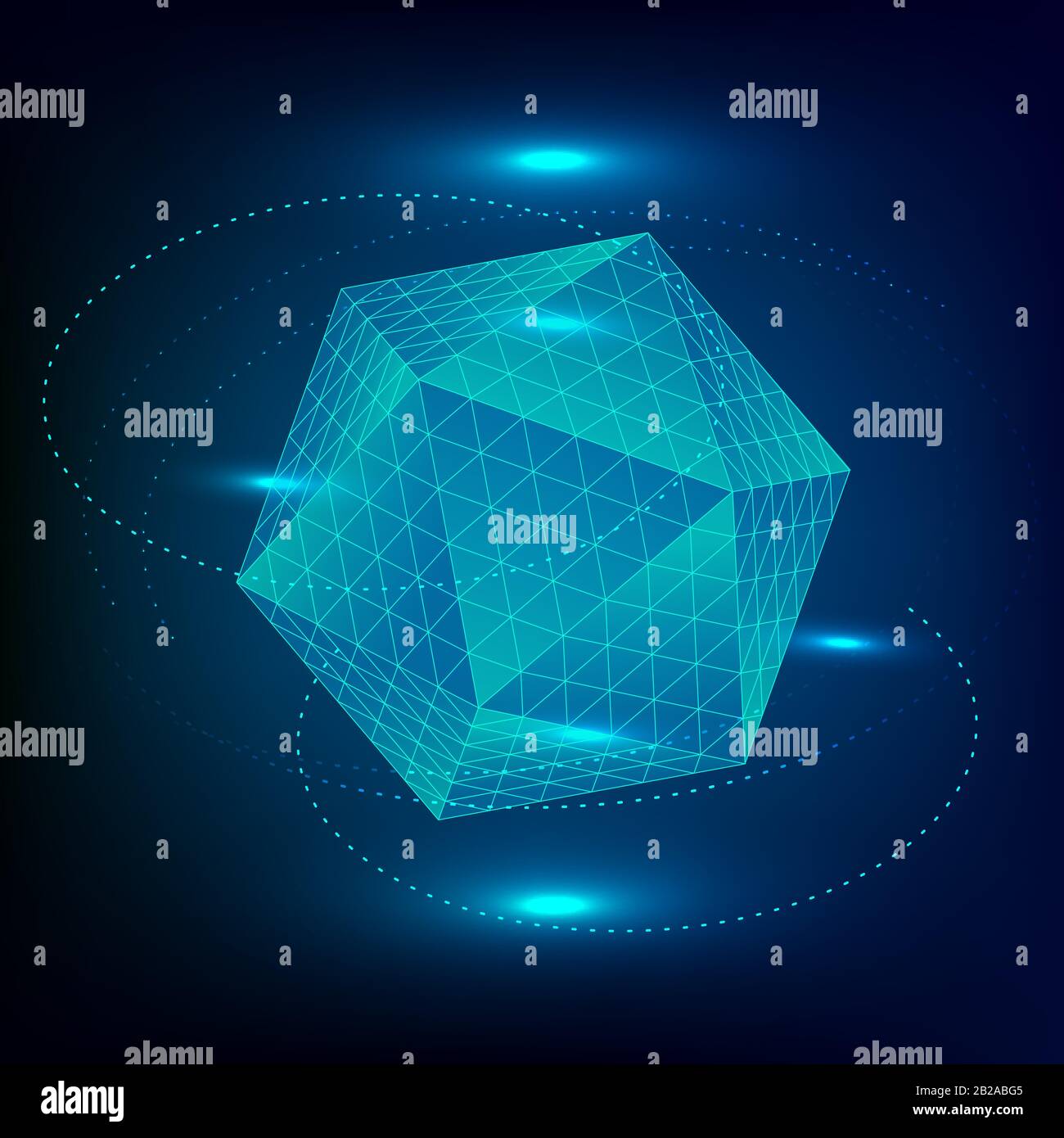 Icosahedron Platonic solid. Sacred geometry 3d illustration. technology ...