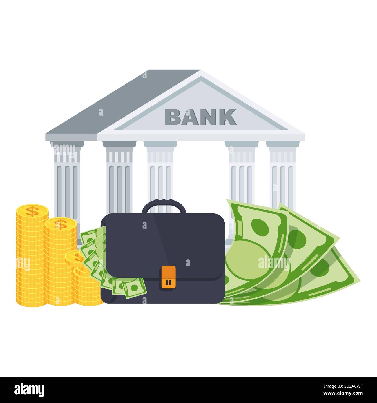 Bank building coins wallet Stock Vector Images - Alamy