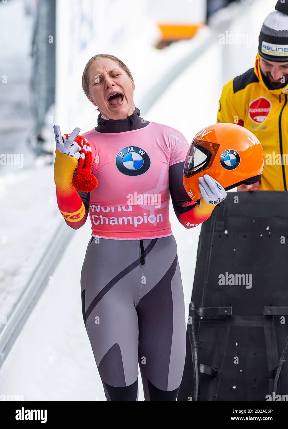 Altenberg, Germany. 29th Feb, 2020. German skeleton racer Tina Hermann ...