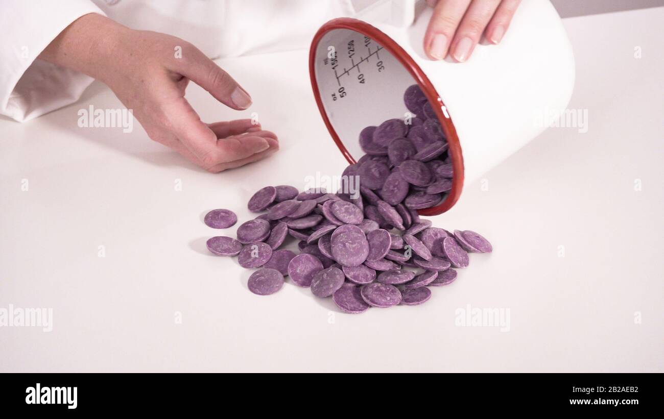 Color chocolate chips ready to be used in the recipe Stock Photo - Alamy