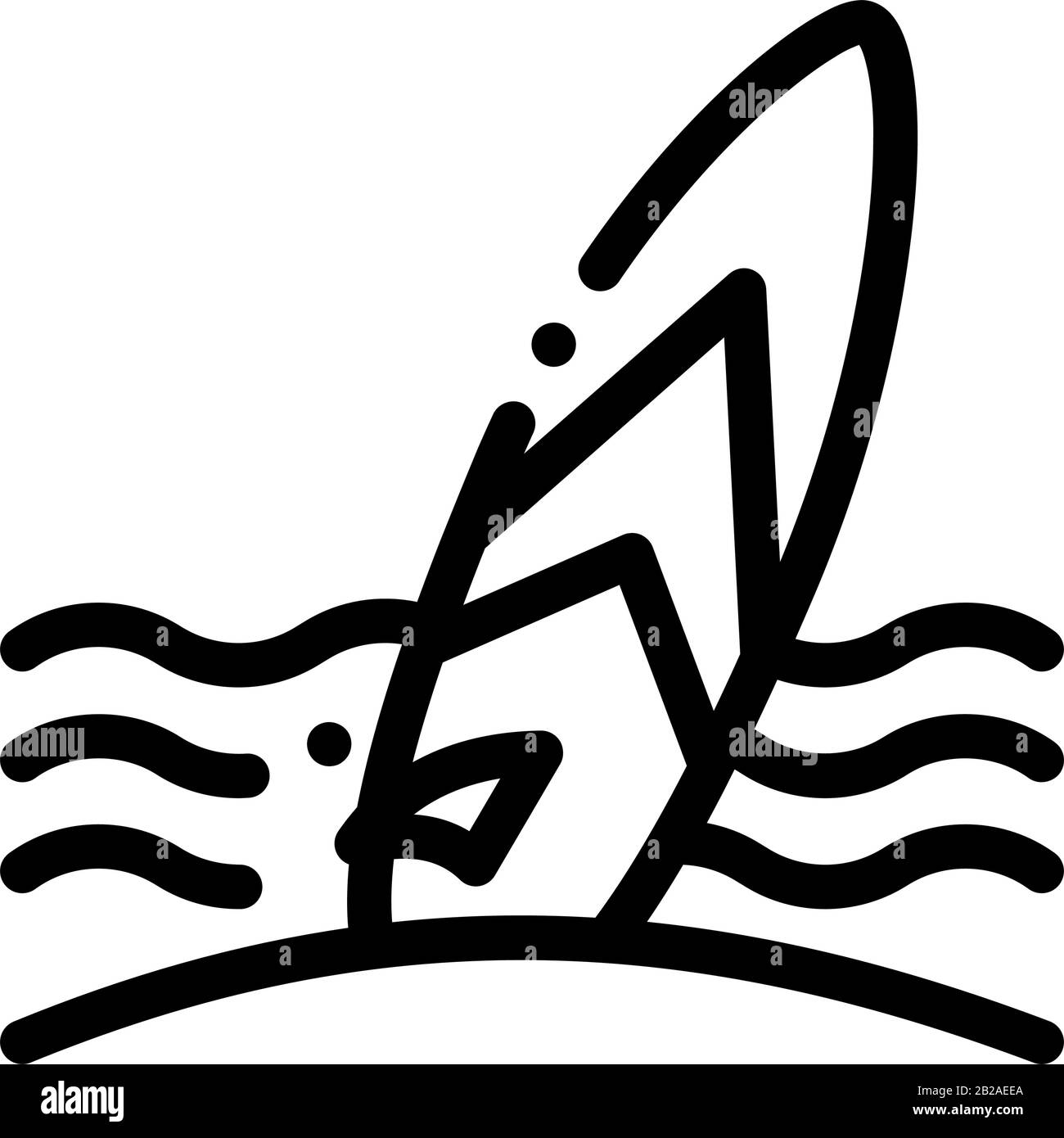 Surfing Board On Seaside Icon Thin Line Vector Stock Vector Image & Art ...