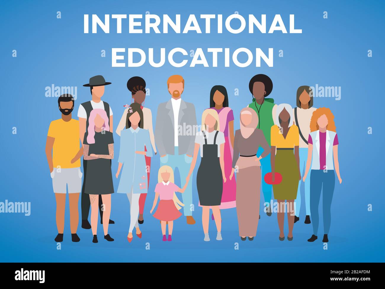 International education poster vector template. Multinational students ...