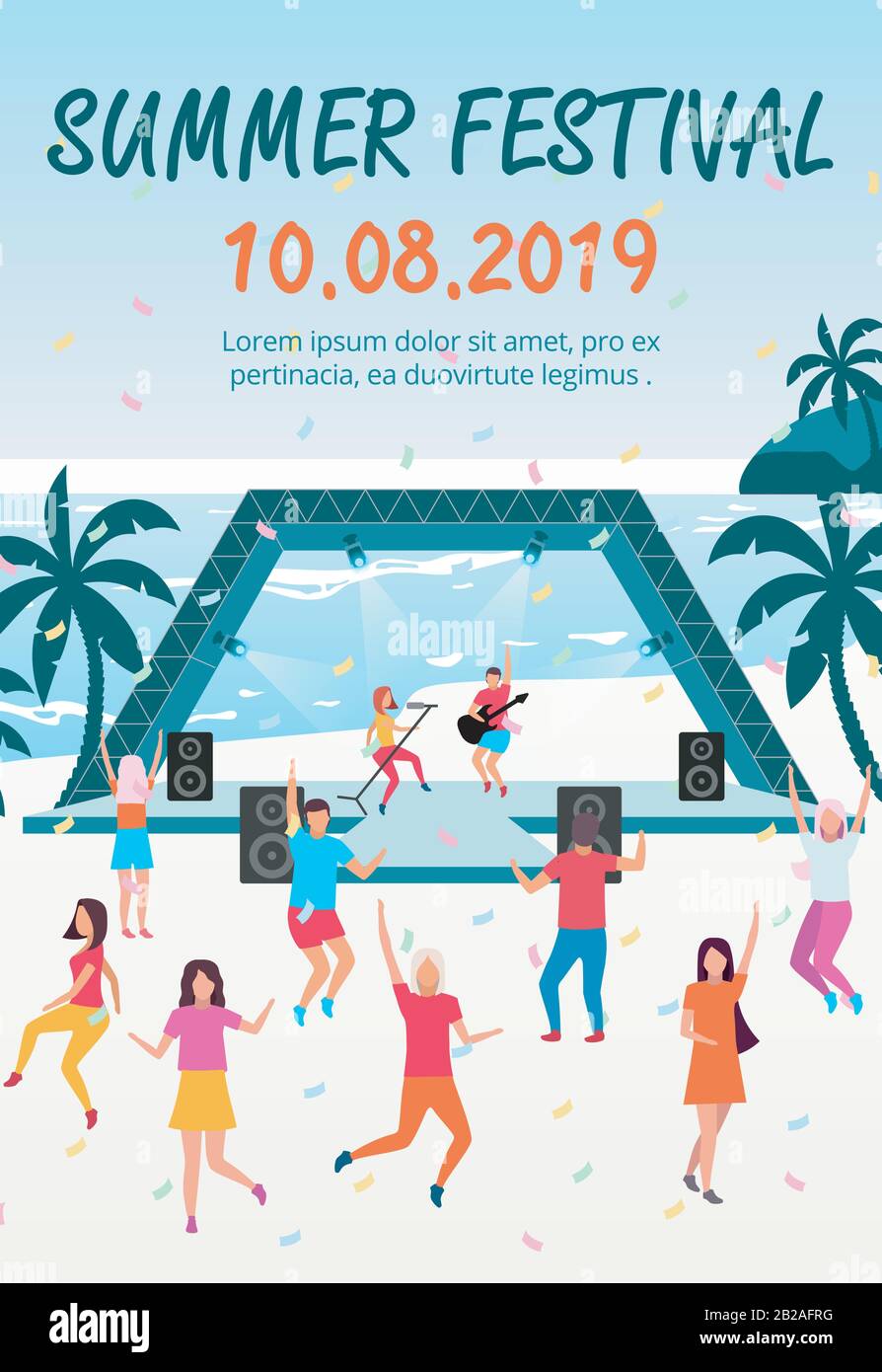 Summertime festival brochure template. Live concert. Flyer, booklet ...