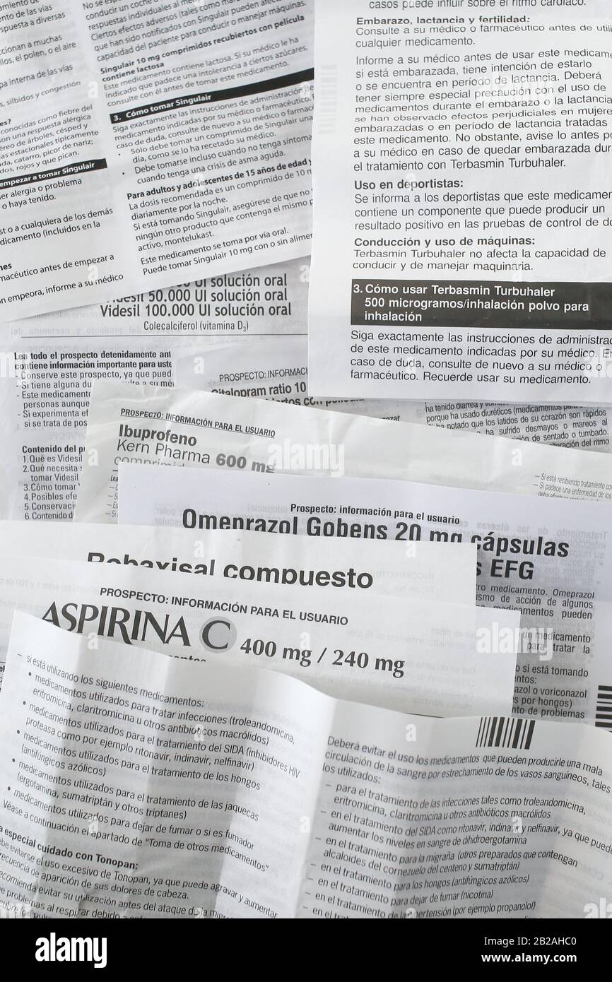 Medication information leaflet hi-res stock photography and images - Alamy