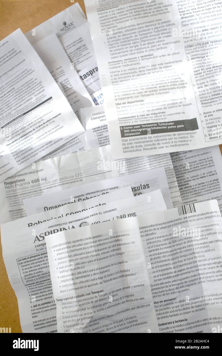 Medication information leaflet hi-res stock photography and images - Alamy