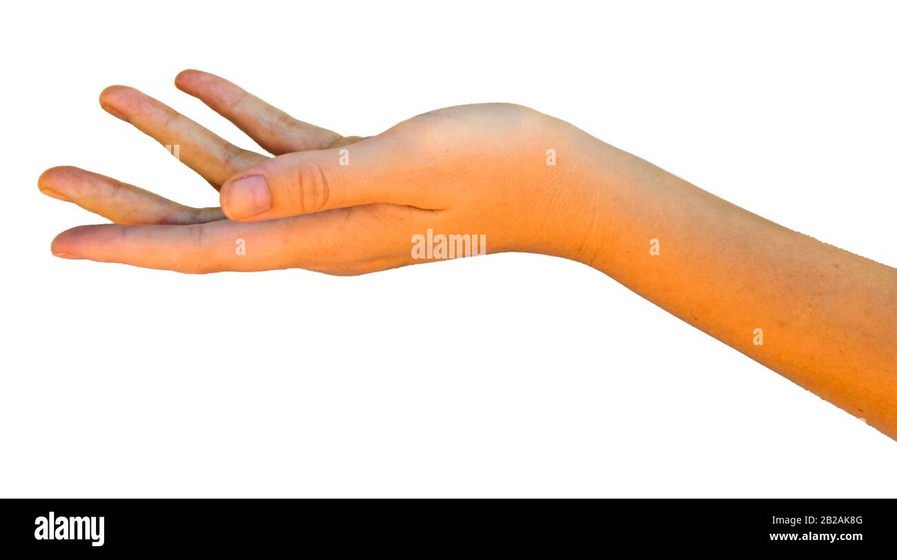 Woman hands on white background Stock Photo - Alamy