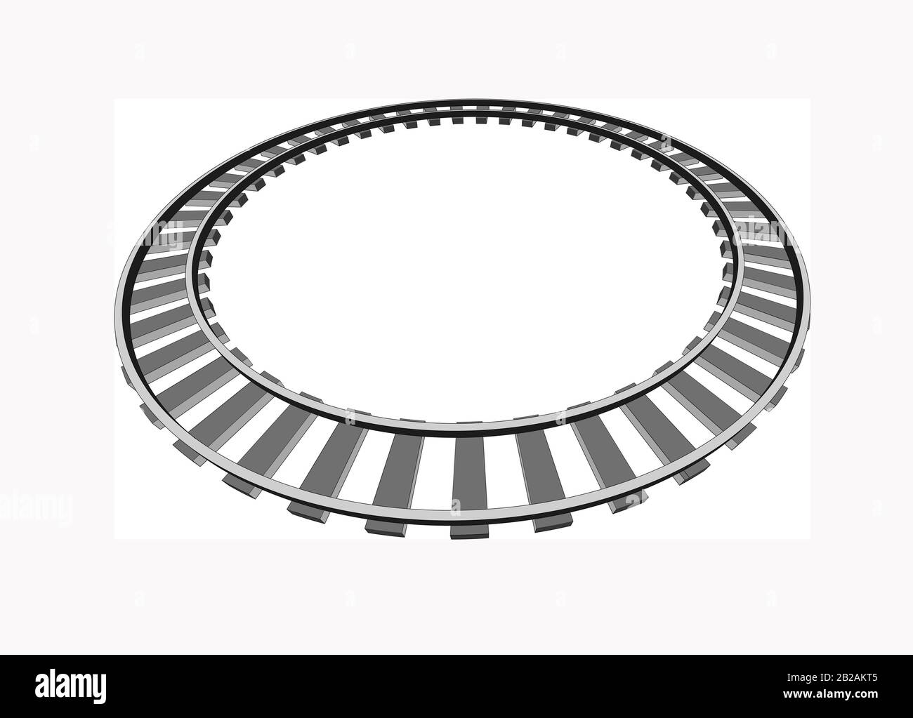 Circle shaped railway railway going forward. 3d vector illustration on ...
