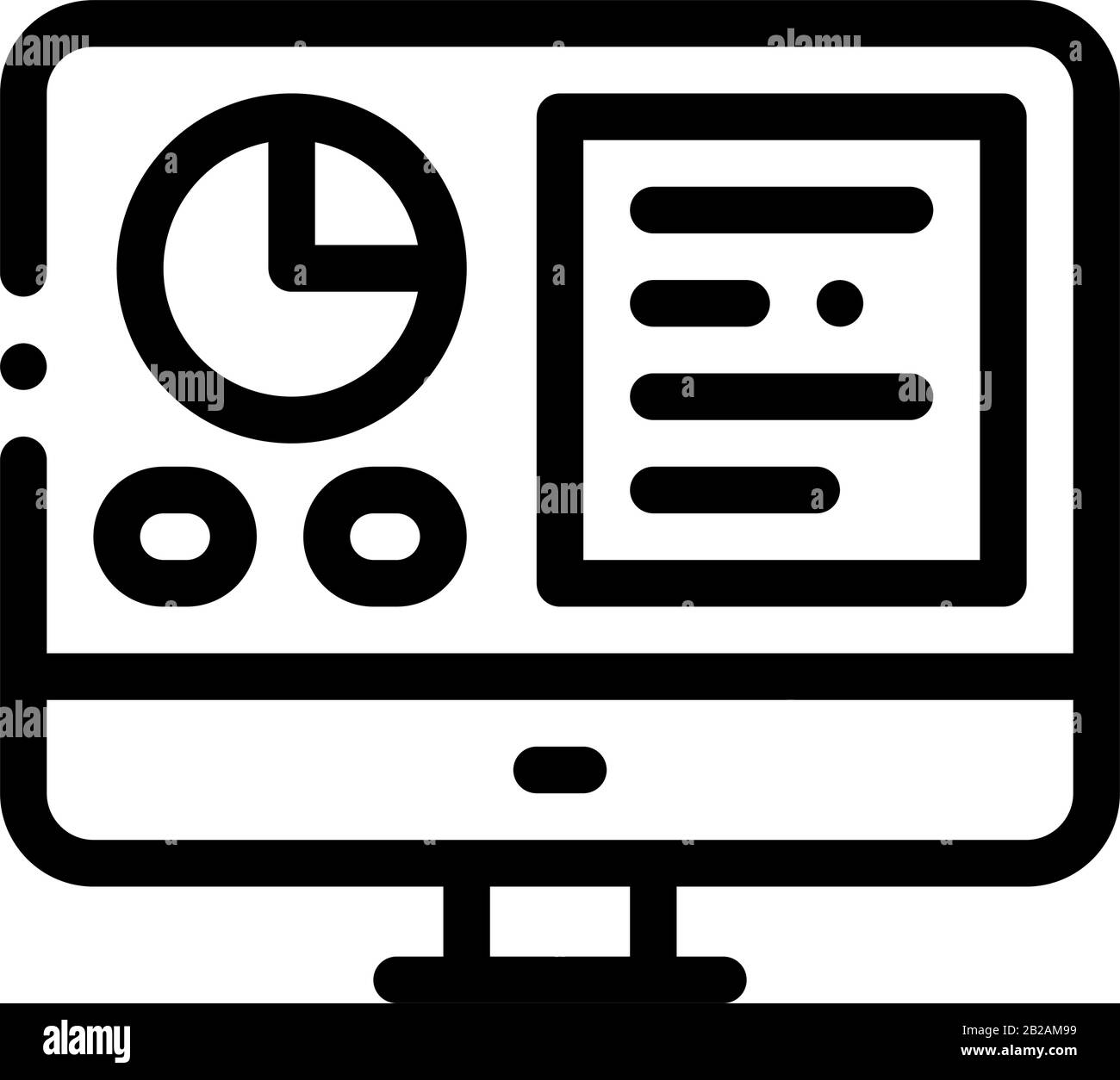 Analytics On Computer Screen Icon Thin Line Vector Stock Vector Image ...
