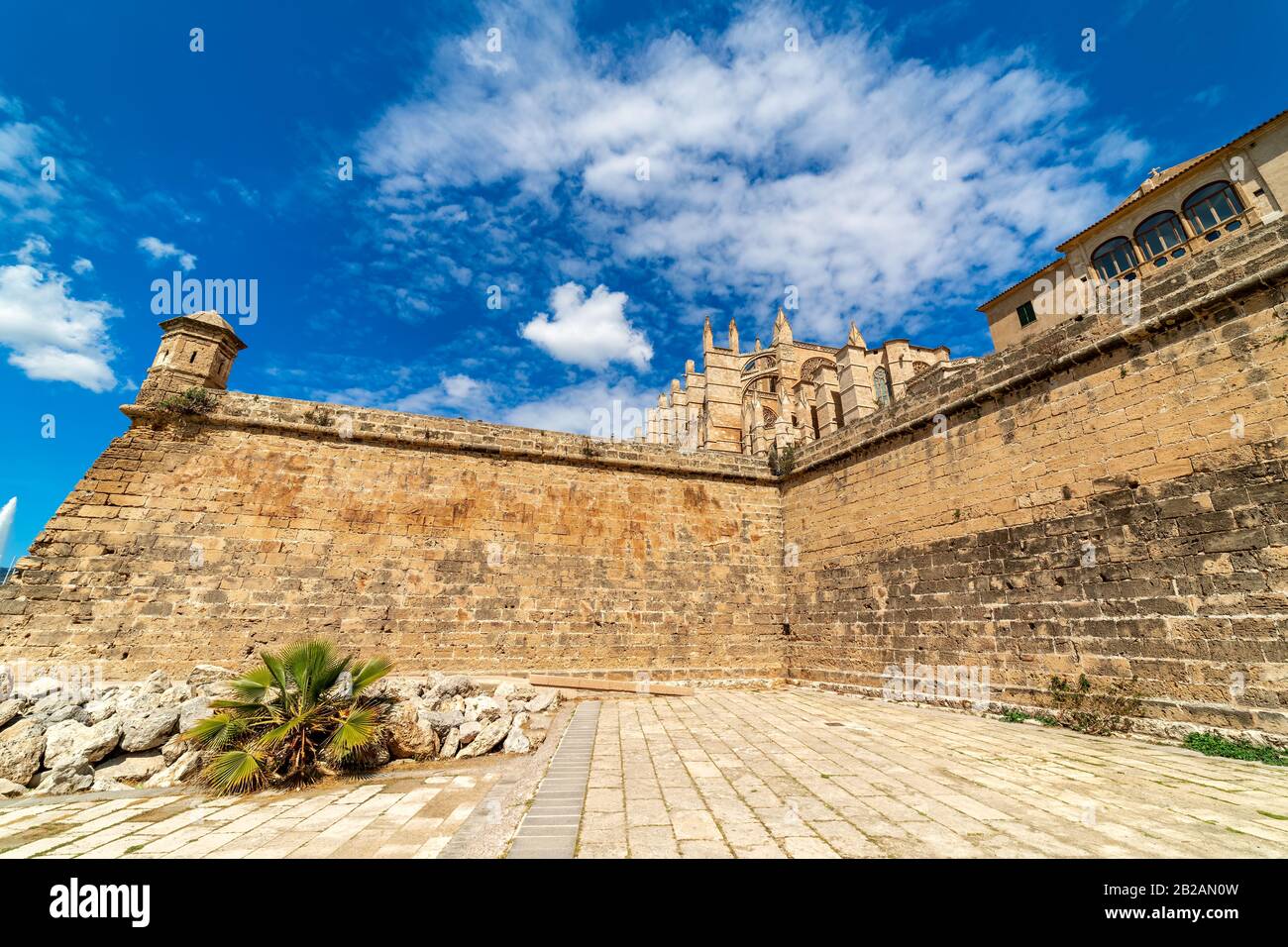 Famous Cathedral of Santa Maria and surrounding medieval wall under ...