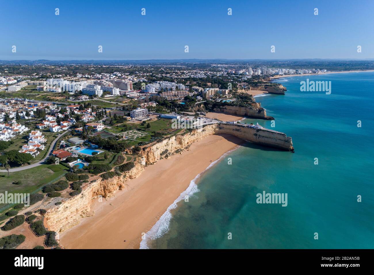 Aerial drone photo of the beautiful coastline along Porches with the ...