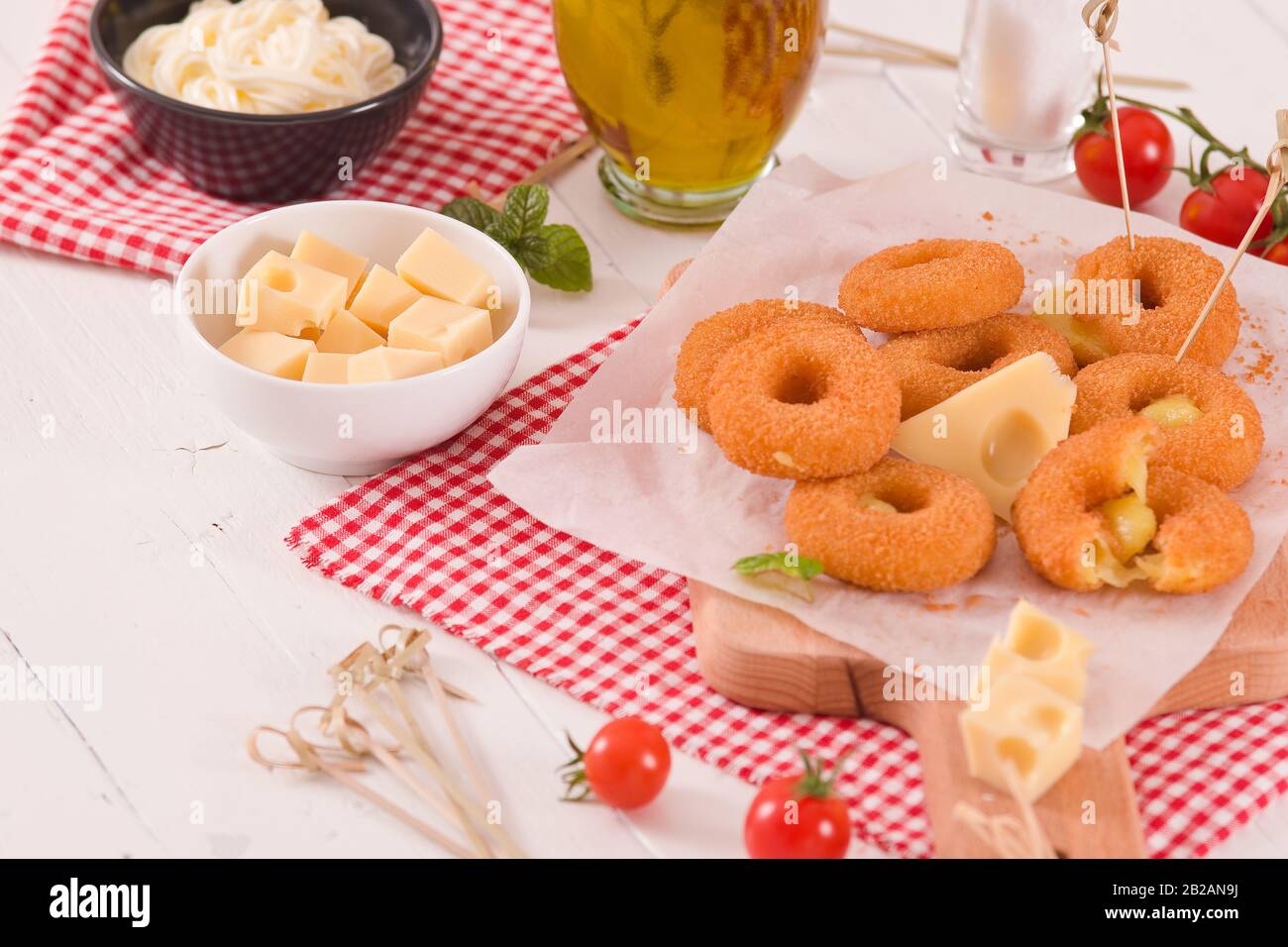 Fried cheese ring Stock Photo - Alamy
