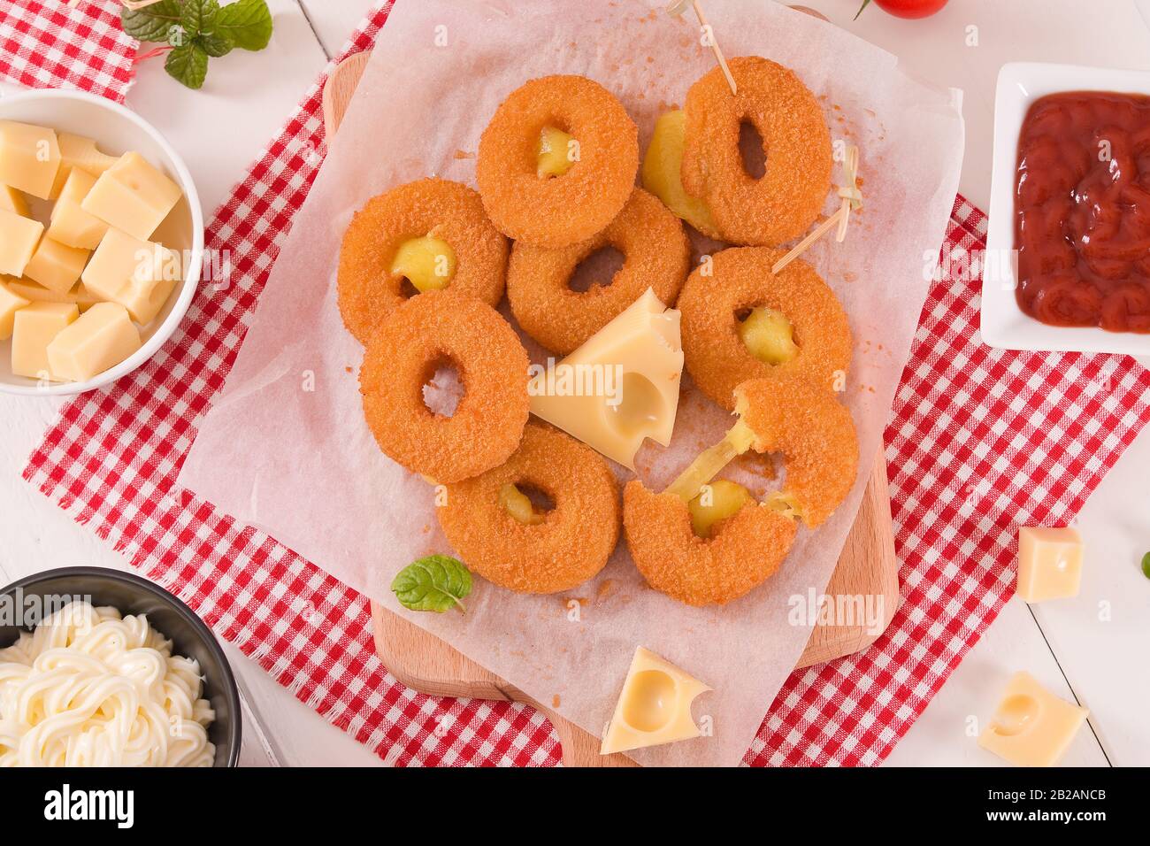 Fried cheese ring Stock Photo - Alamy
