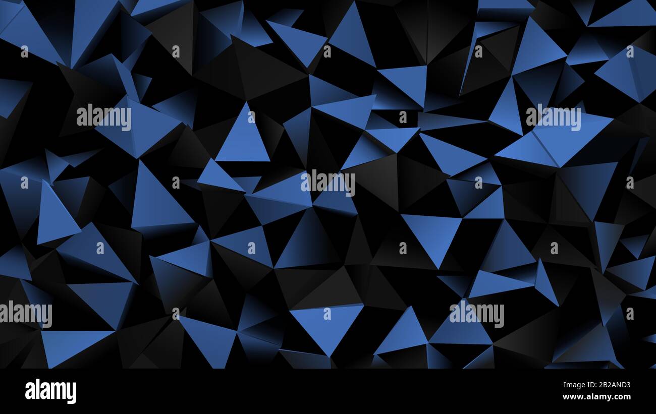 Abstract background with black and blue geometric triangular shapes ...