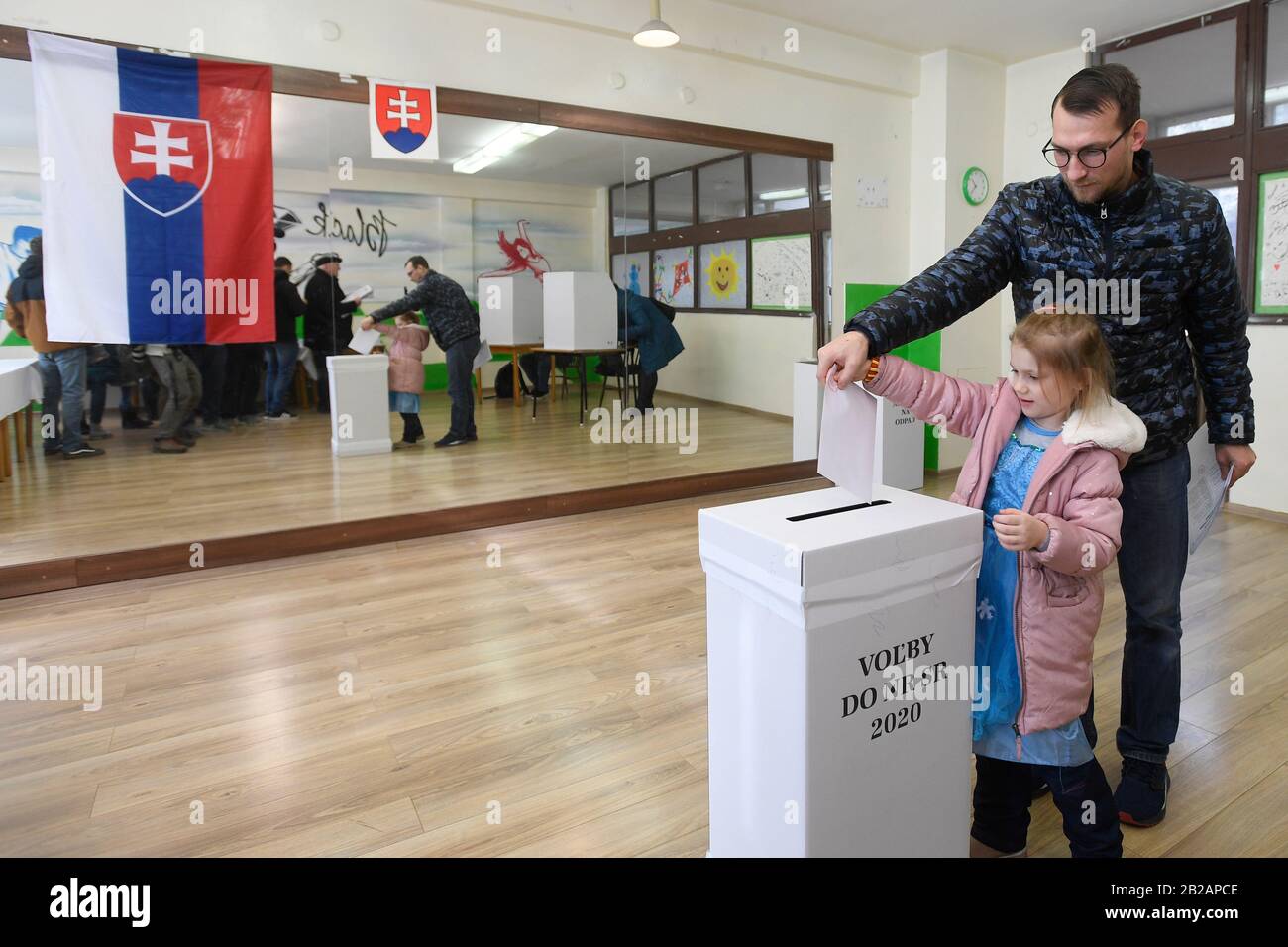 Trnava, Slovakia. 29th Feb, 2020. A man votes during the Slovak general ...