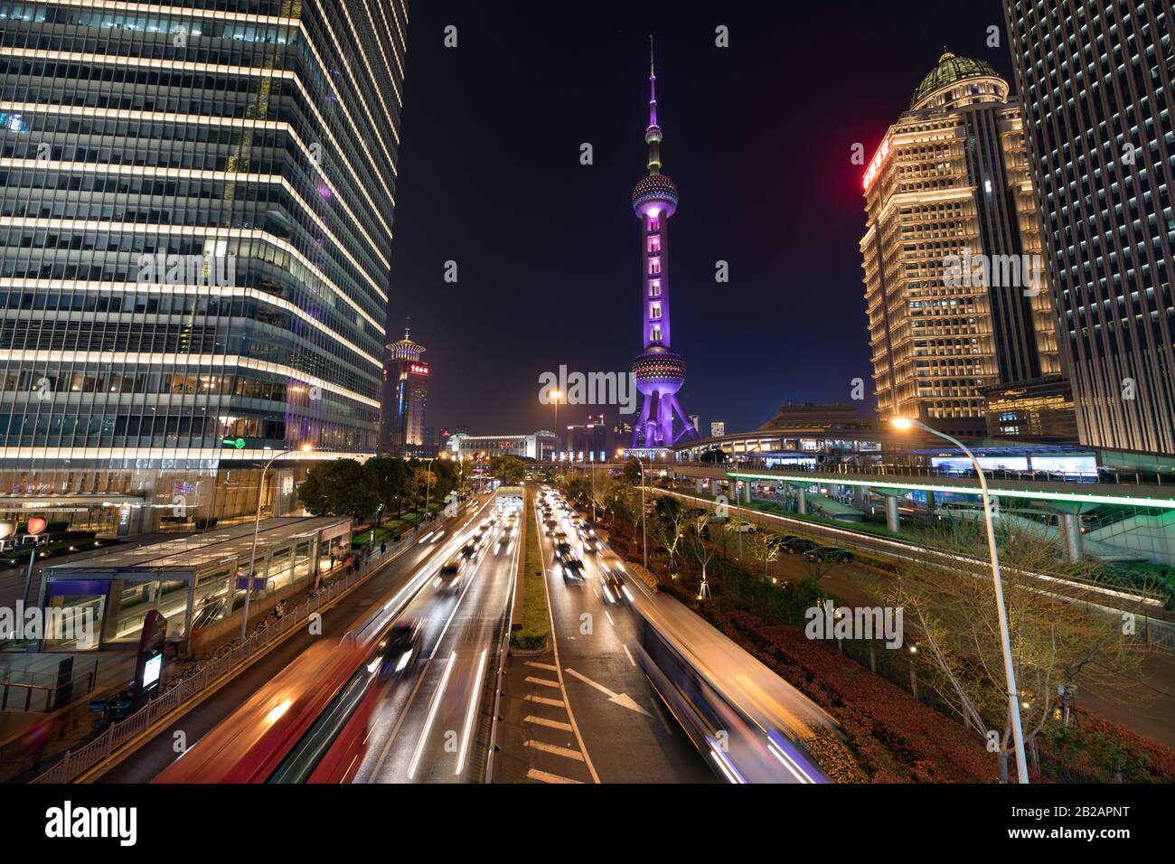 SHANGHAI, СHINA - APRIL 03, 2019: Modern central streets of Shanghai ...