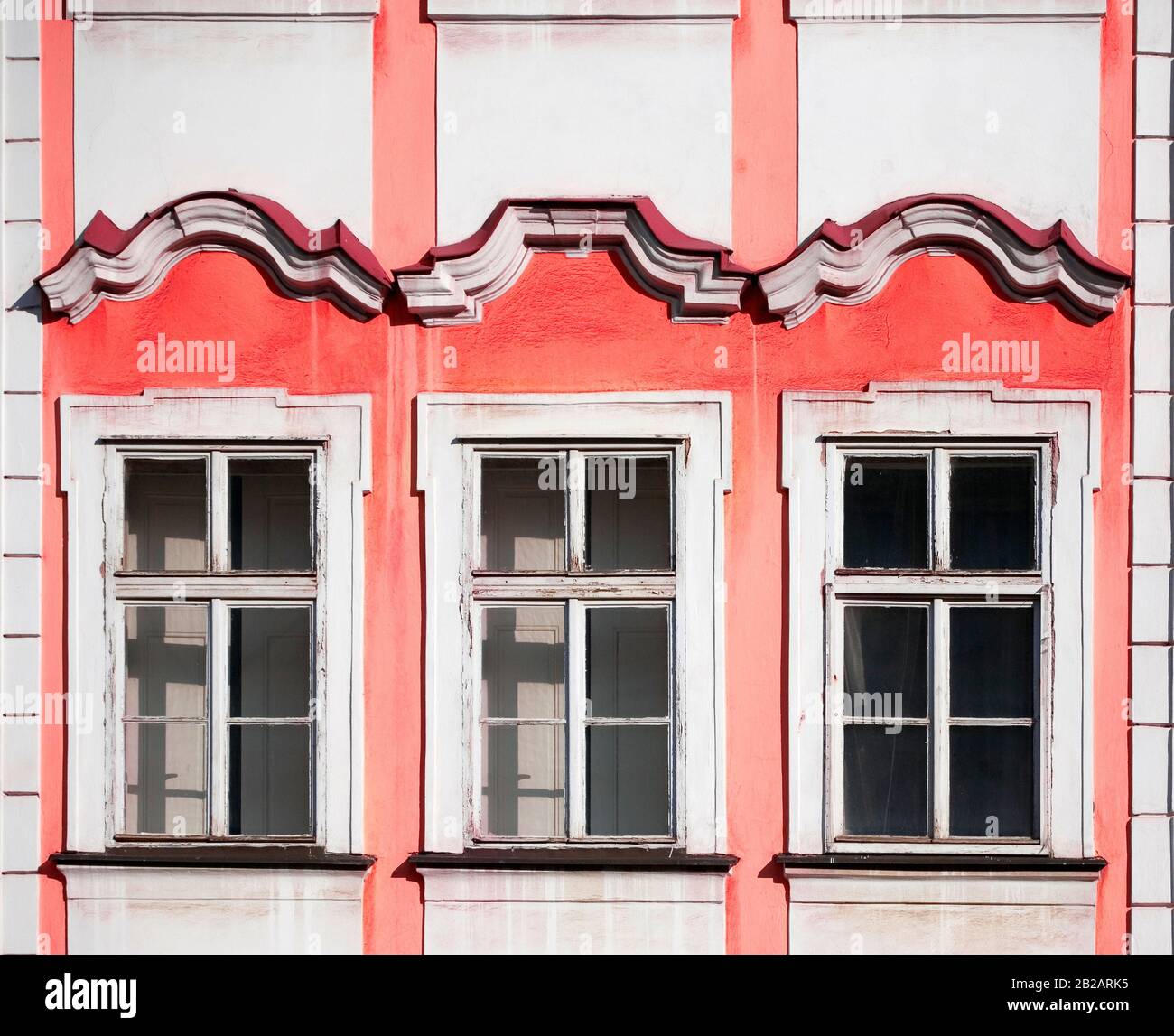 Old wooden window and a stylish plaster frame Stock Photo - Alamy