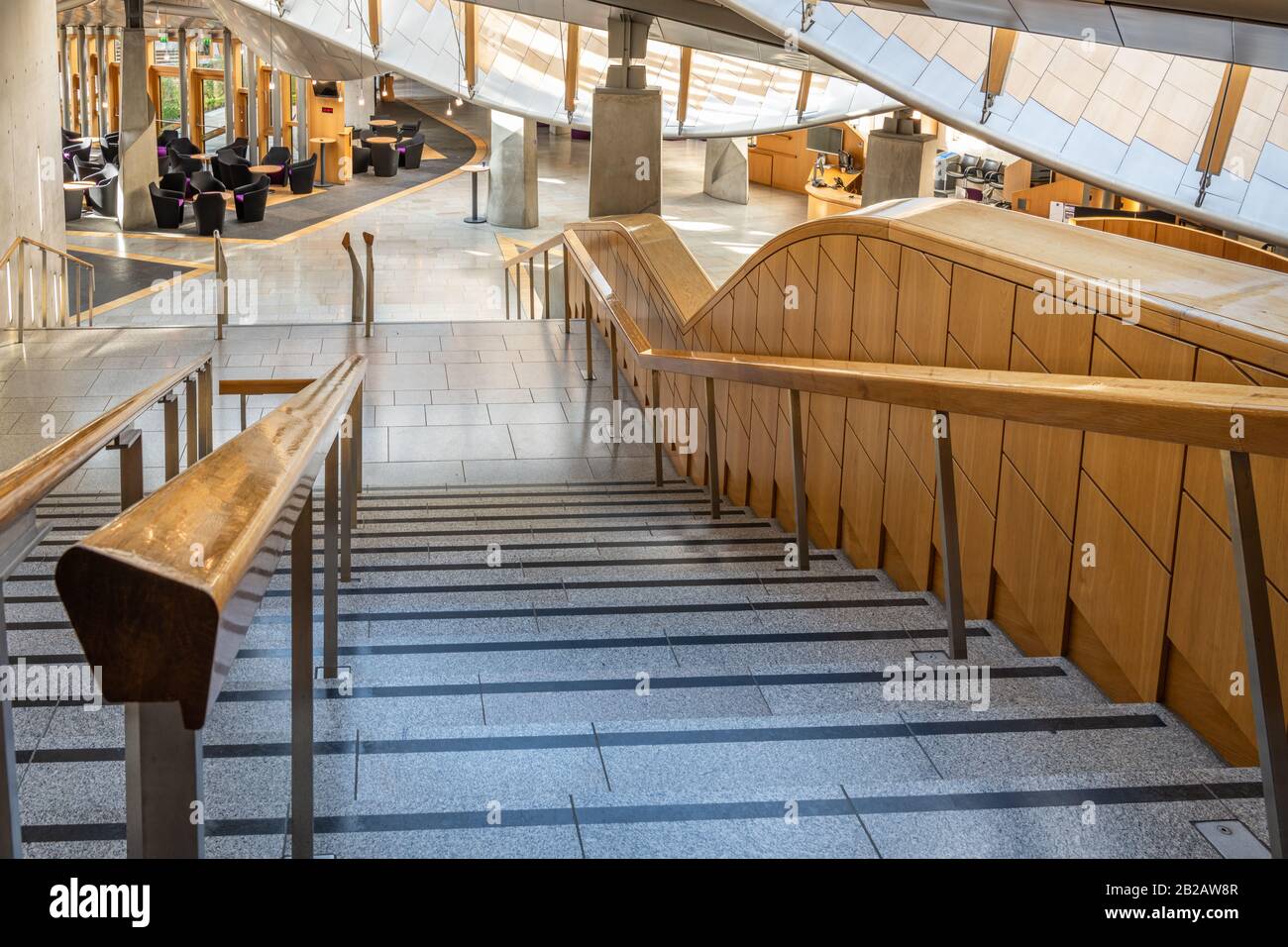Scottish Parliament Stairs and Lobby, Edinburgh Stock Photo - Alamy